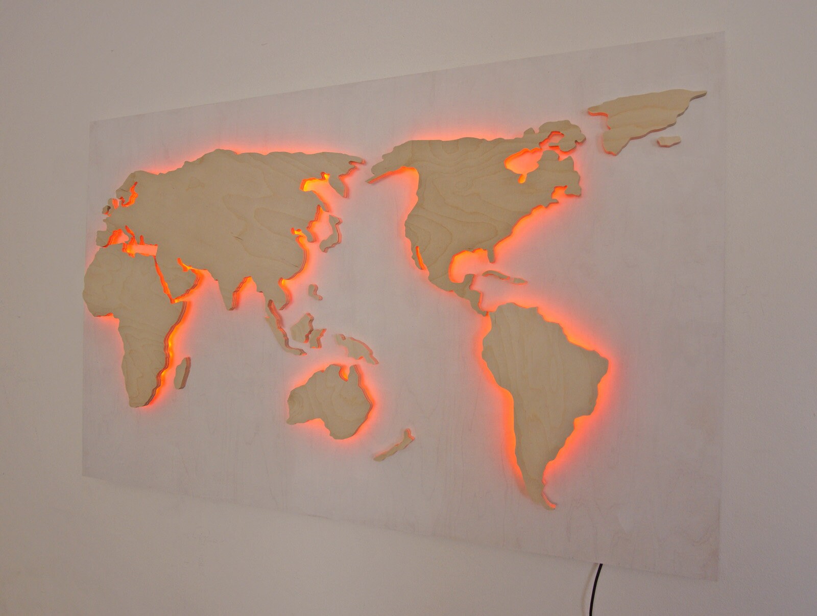 Large World Map Light up Wall Art With Ambient Lightwood | Etsy UK
