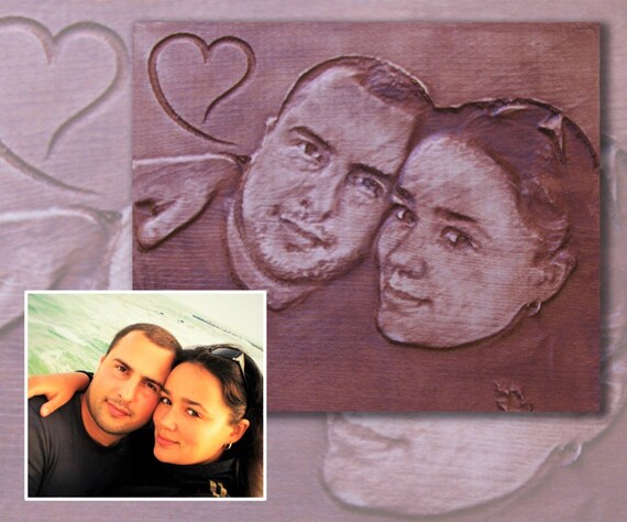 Photo Portrait Engraved Love Couple Gift Woodcarving | Etsy