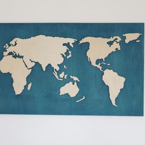 Wooden World Map for Home Decor, Glowing RGB Map With Ambient Night ...