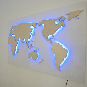 LED World Map: 3D Wood Wall Art With Ambient Light - Etsy