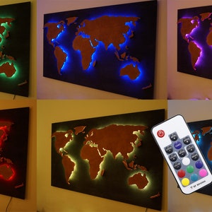 3D Wood Map, Wooden World Map for Wall Hanging and Wall Decor, Colorful ...