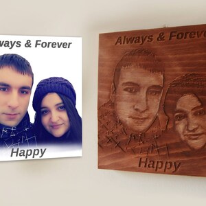 Photo Portrait Engraved Love Couple Gift Woodcarving Anniversary Gift ...