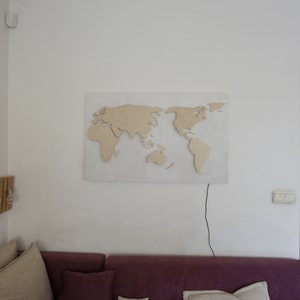 LED World Map: 3D Wood Wall Art With Ambient Light - Etsy