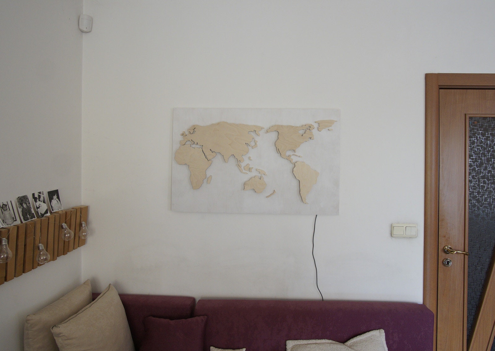 Large World Map Light up Wall Art With Ambient Lightwood | Etsy UK