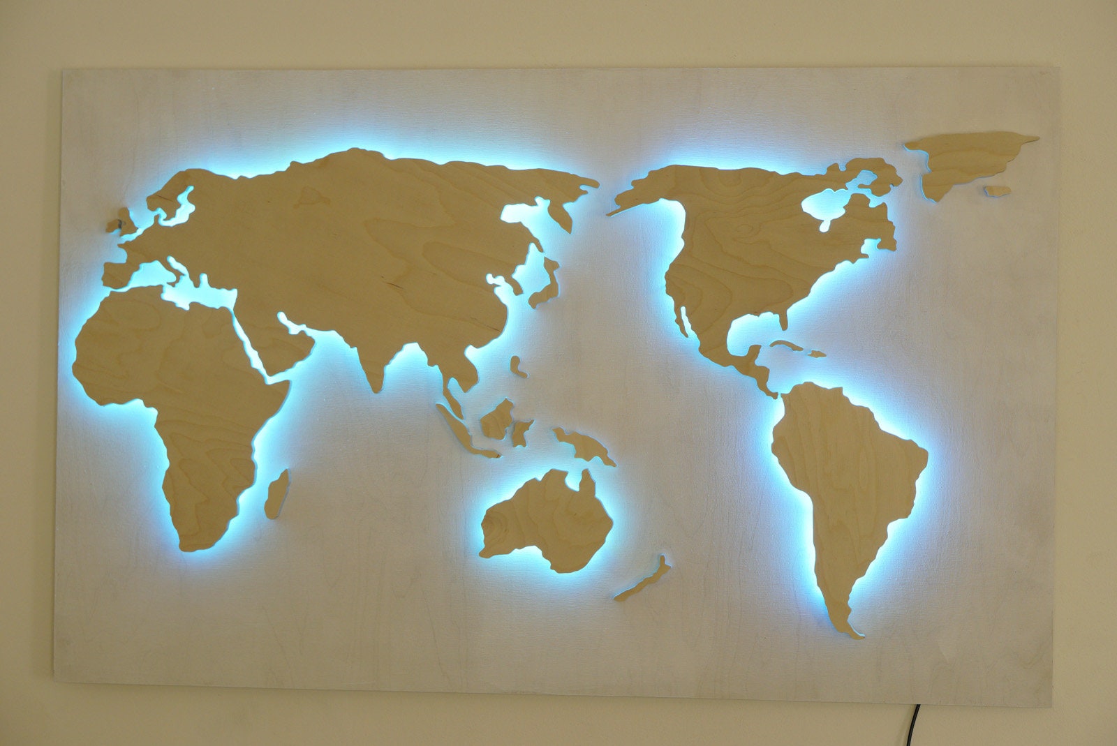 Large World Map Light up Wall Art With Ambient Lightwood | Etsy UK