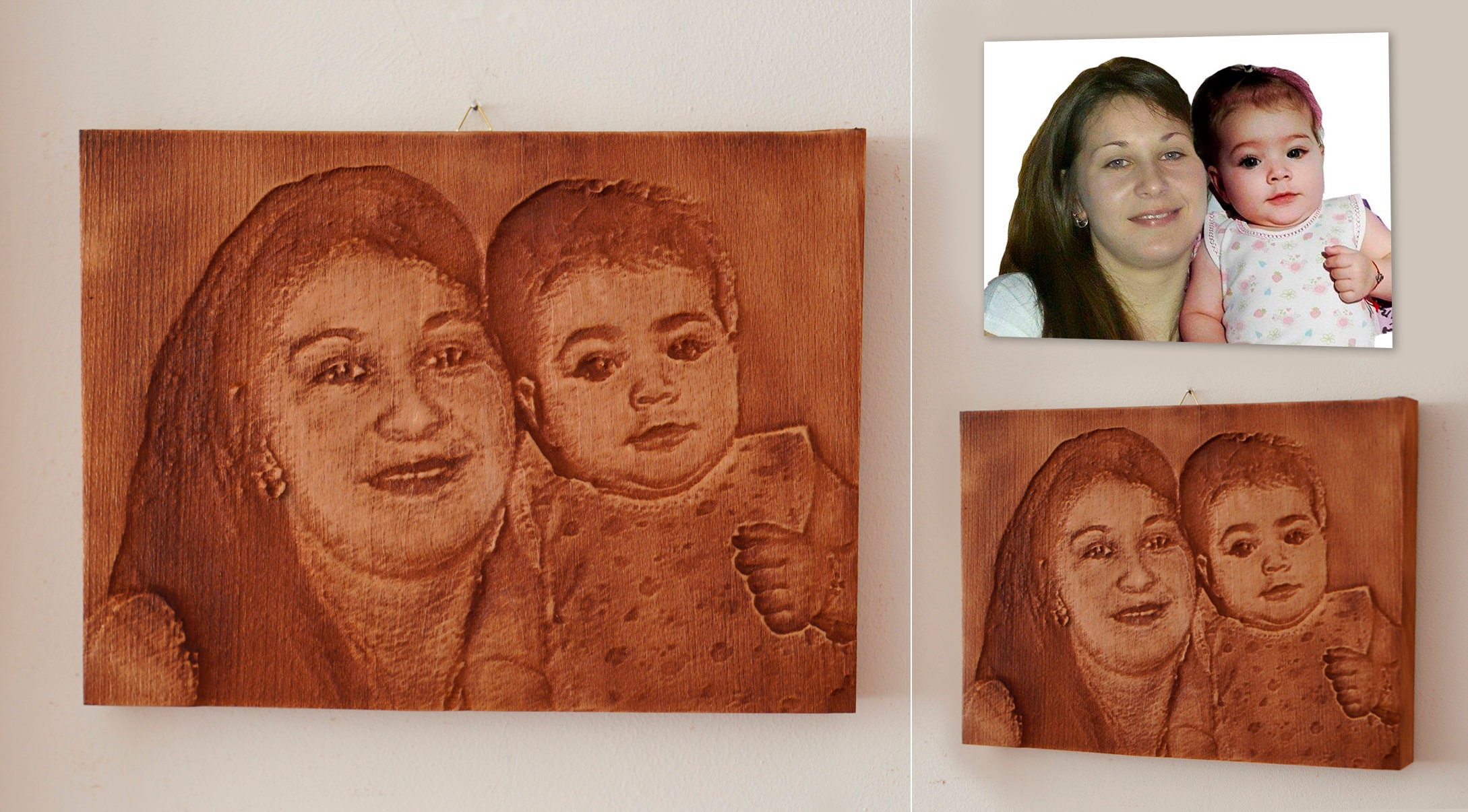 Your Photo carved Custom Wood Carving Relief Special Family | Etsy