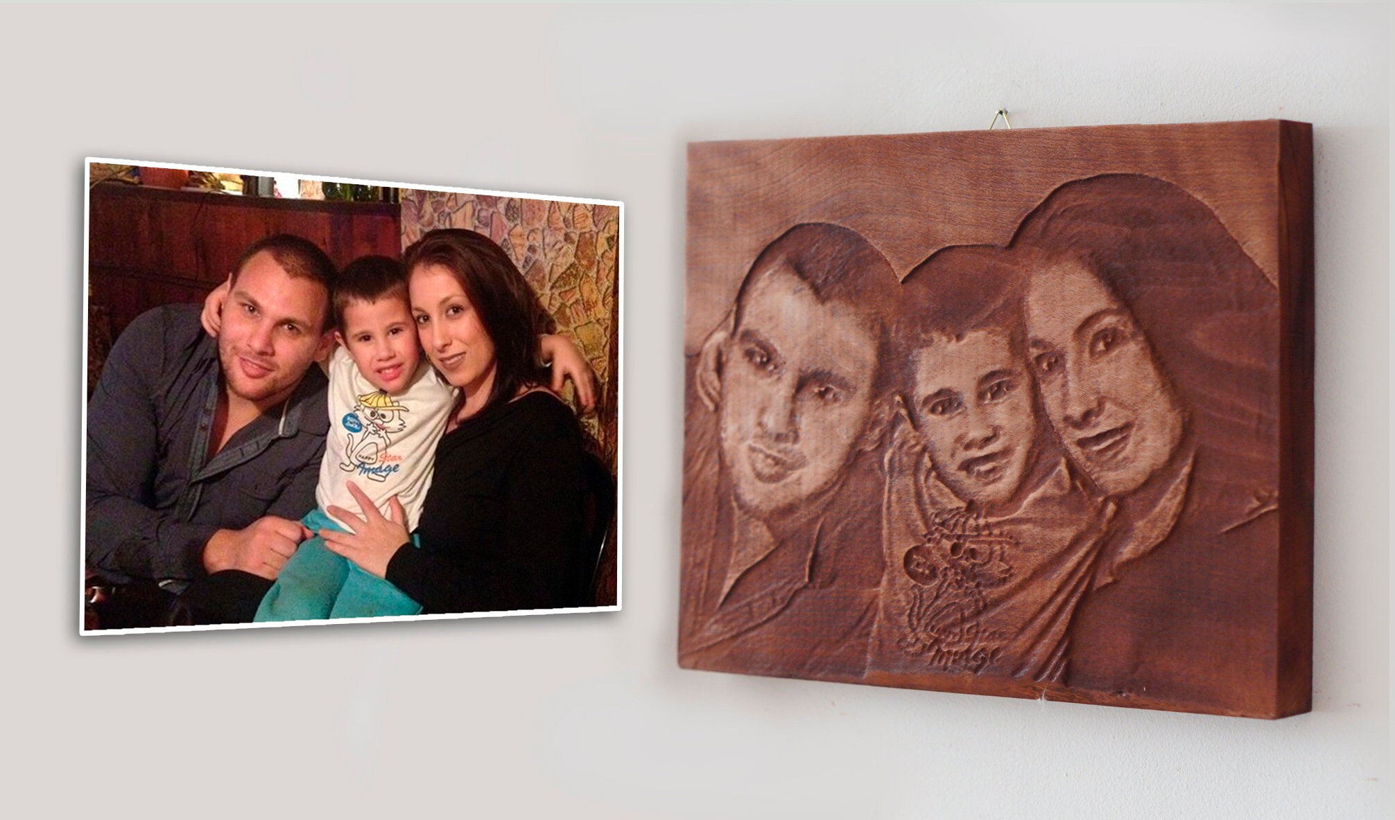 Your Photo carved Custom Wood Carving Relief Special Family | Etsy