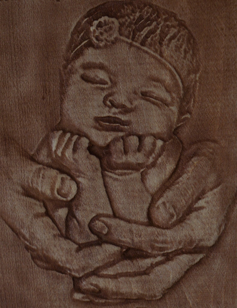 Baby Wood Carving of Kids From Custom Photo Personalized Gift | Etsy