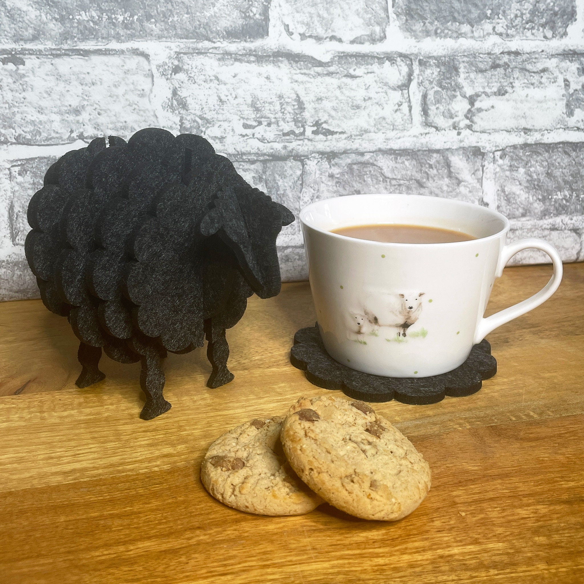 Felt Sheep Coaster Set grey - Etsy