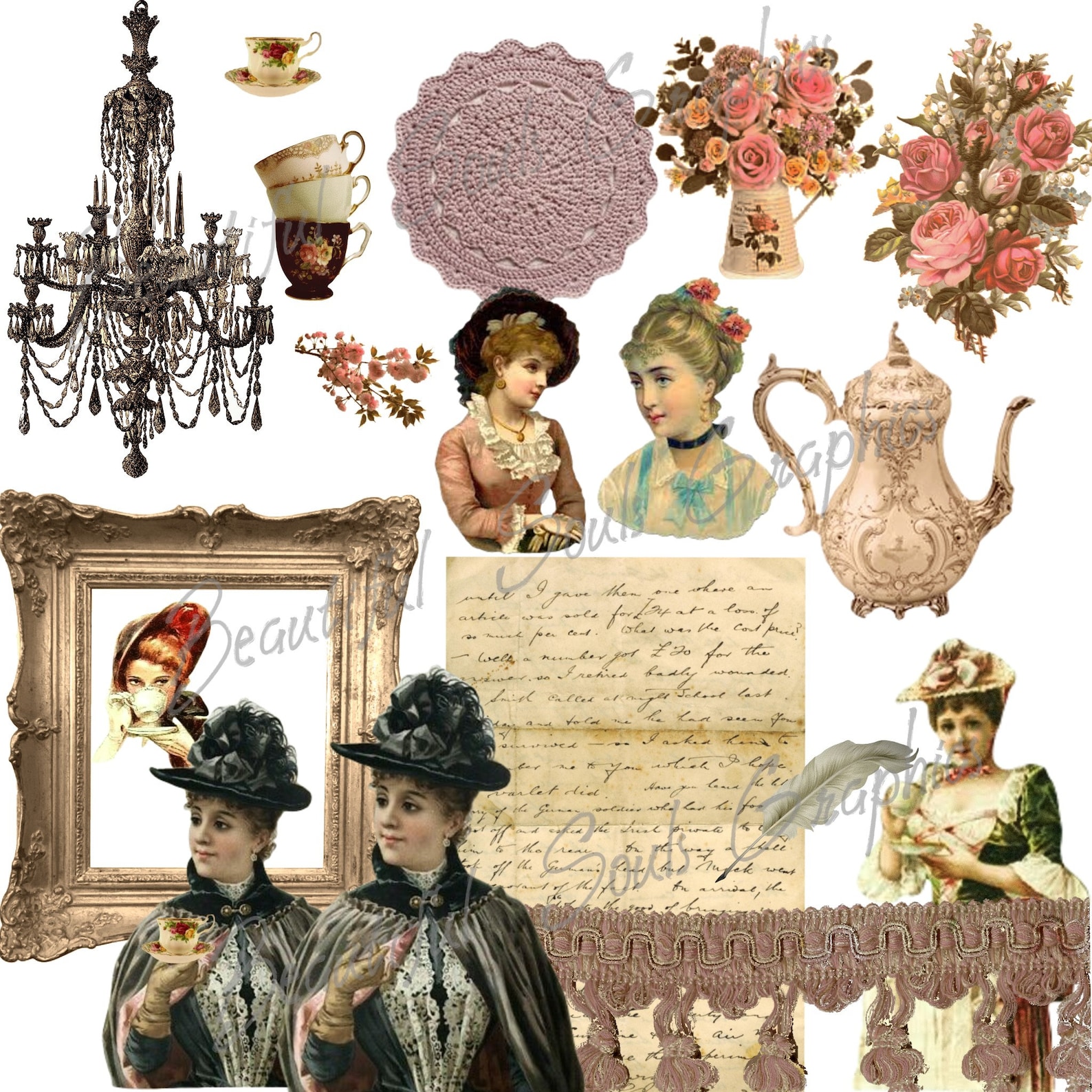 Victorian Cut Outs Tea With Friends Ephemera Collage Kit - Etsy