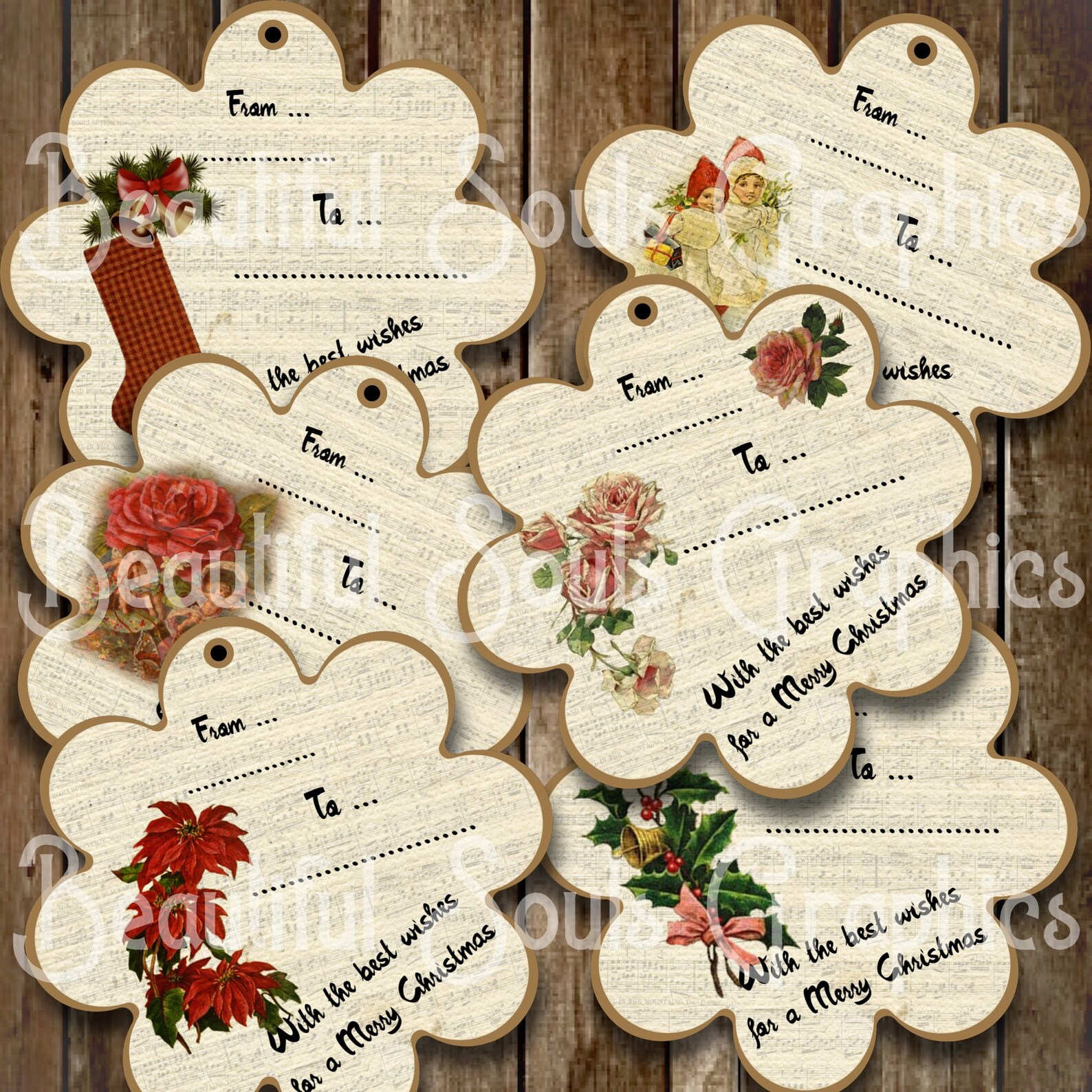 Victorian Christmas Printable Gift Tags, 26 Vintage Printable Tags in ...