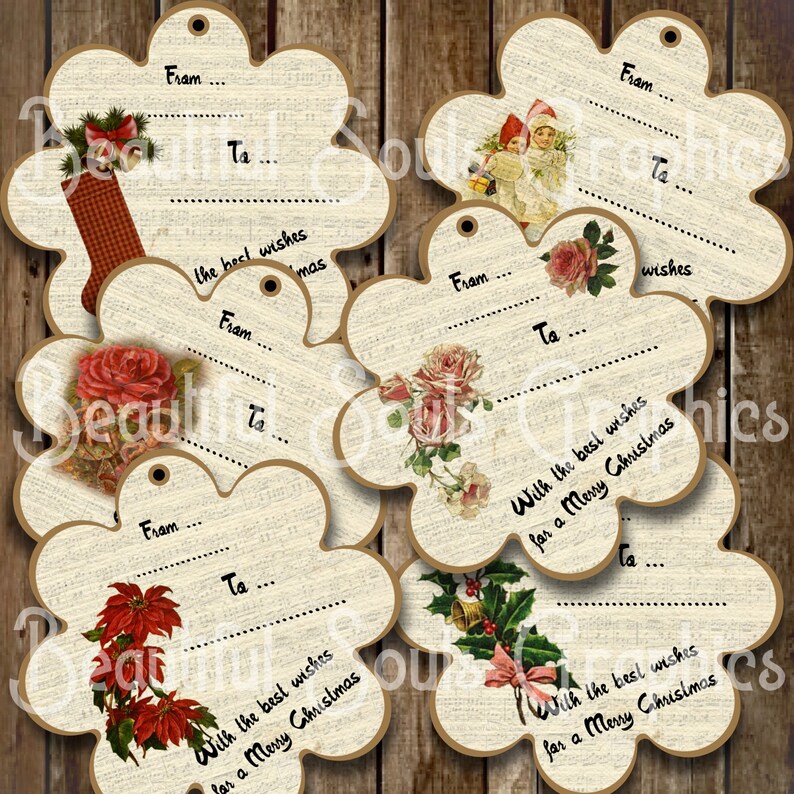 Victorian Christmas Printable Gift Tags, 26 Vintage Printable Tags in ...