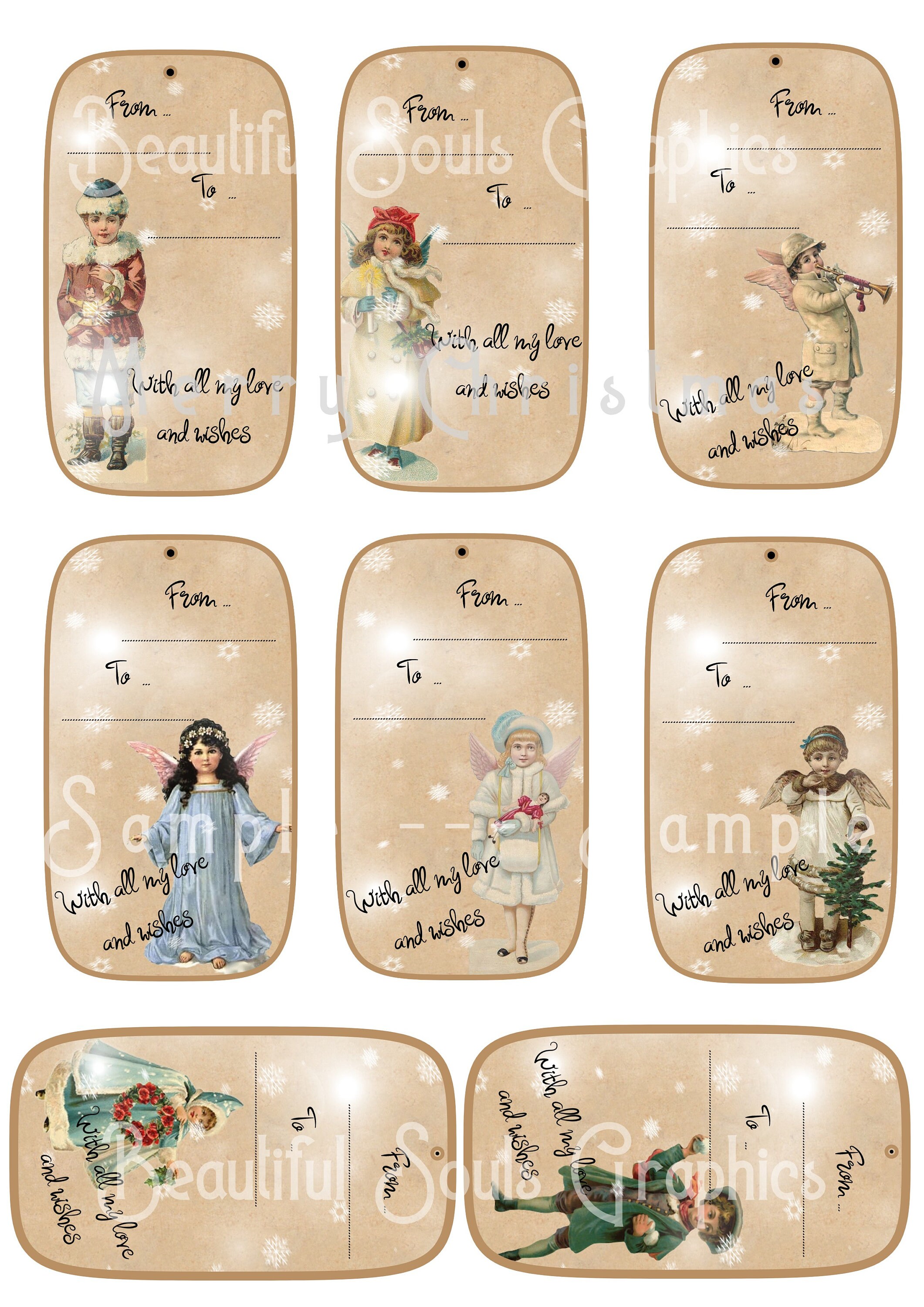 Victorian Christmas Printable Gift Tags, 26 Vintage Printable Tags in ...