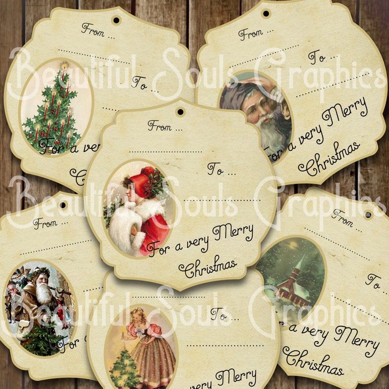 Victorian Christmas Printable Gift Tags, 26 Vintage Printable Tags in ...