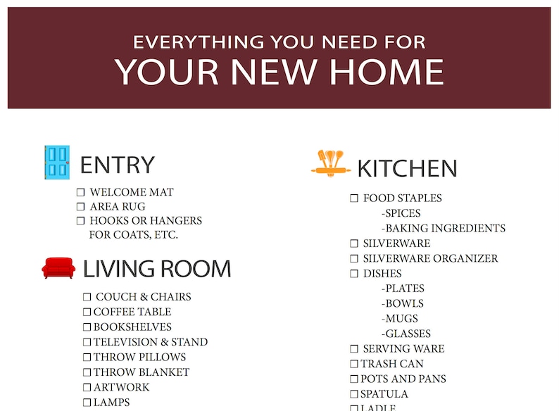 Everything You Need for Your New Home (checklist) - Etsy