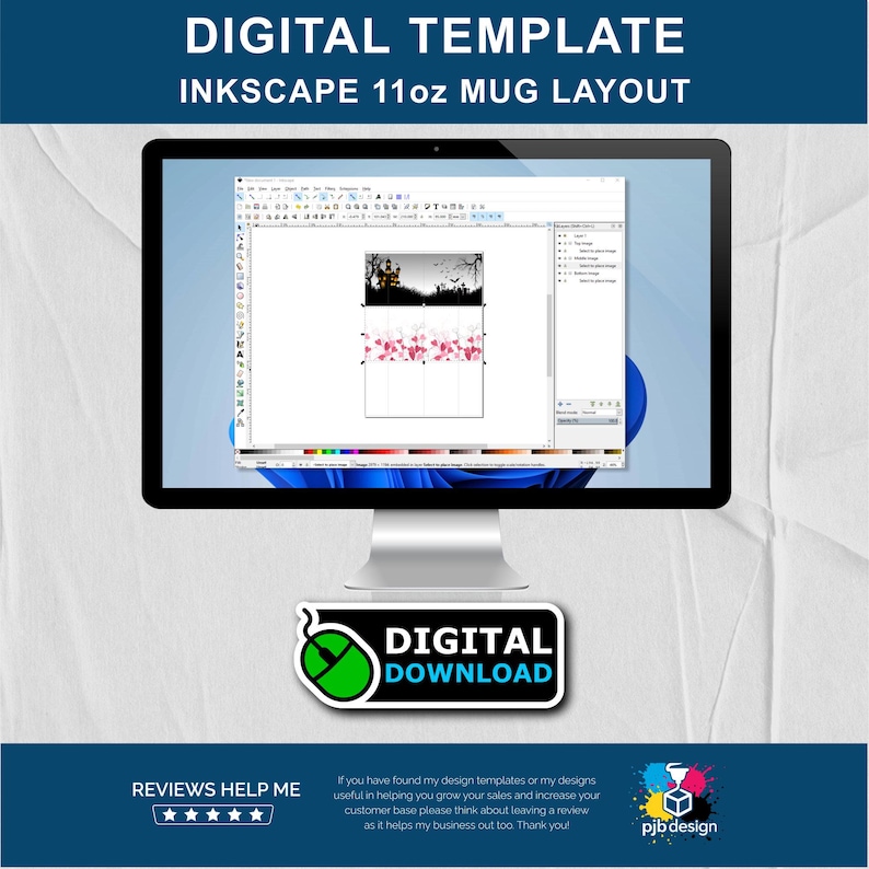 Inkscape Mug Template: 11oz Sublimation & Uvdtf Design Layout (SVG ...