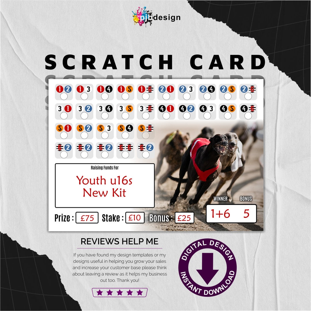 Race Night Fund Raising Scratch Card Print at Home - Etsy