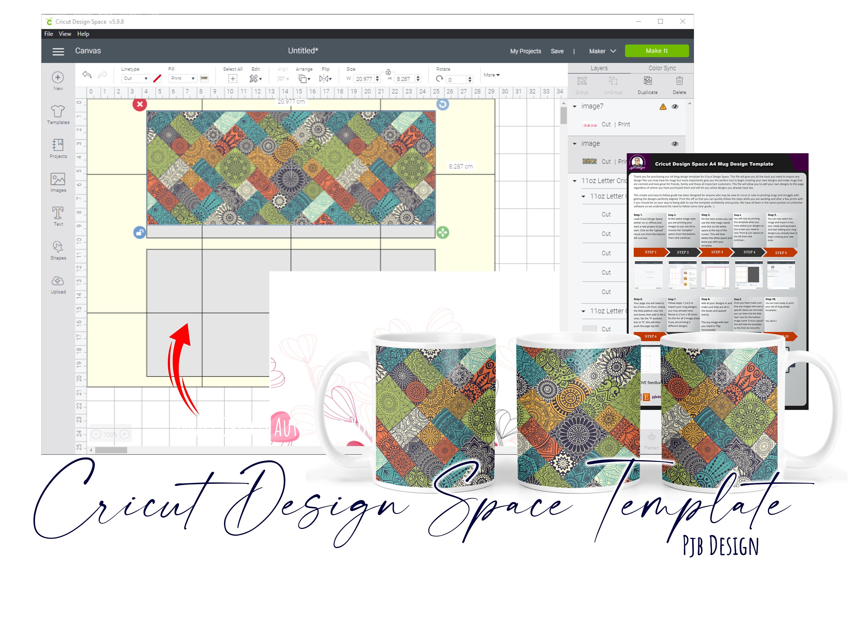 Papercraft Dye Sublimation Mug Designs Mug Design Template Layout for ...