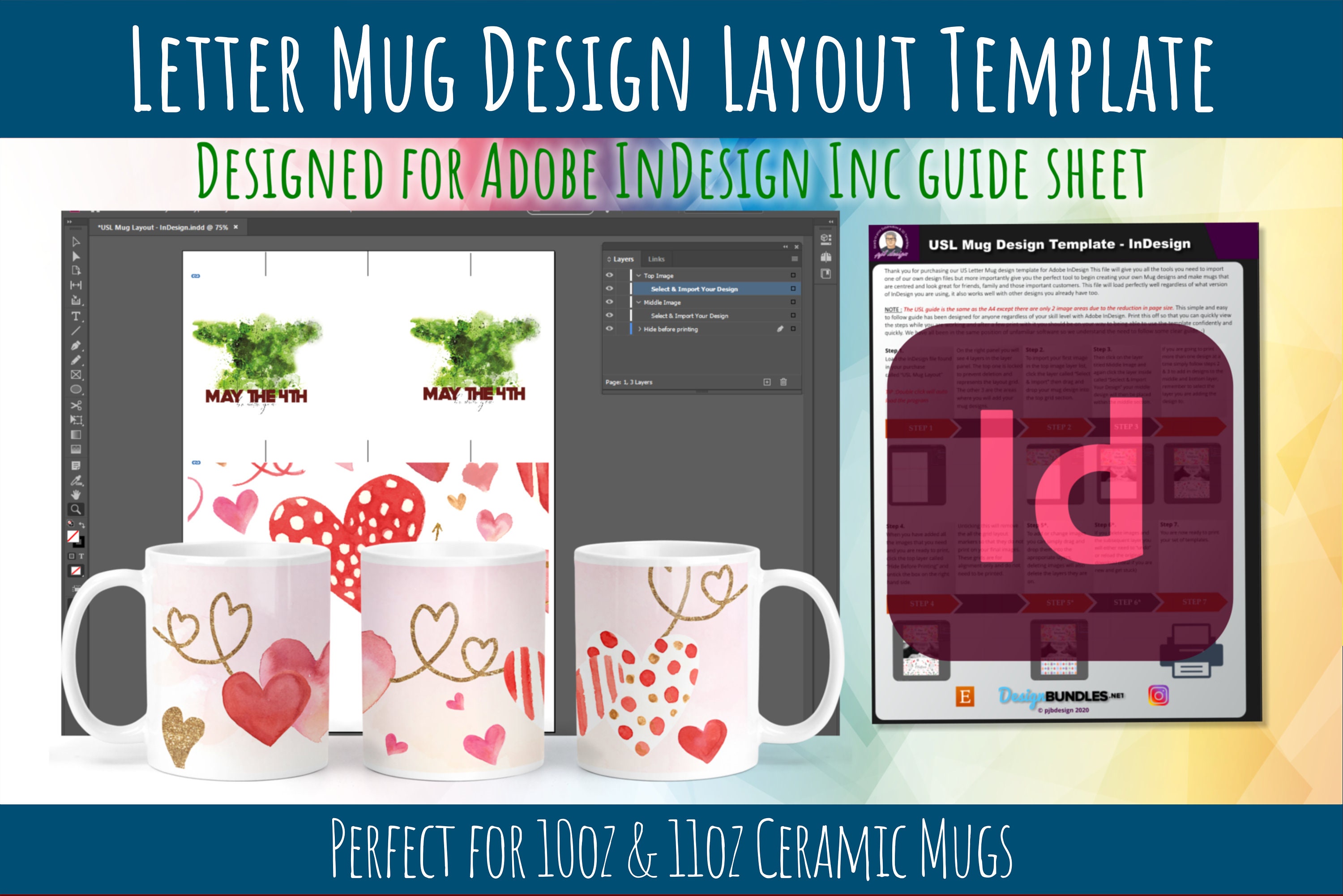 Papercraft Dye Sublimation Mug Designs Mug Design Template Layout for ...