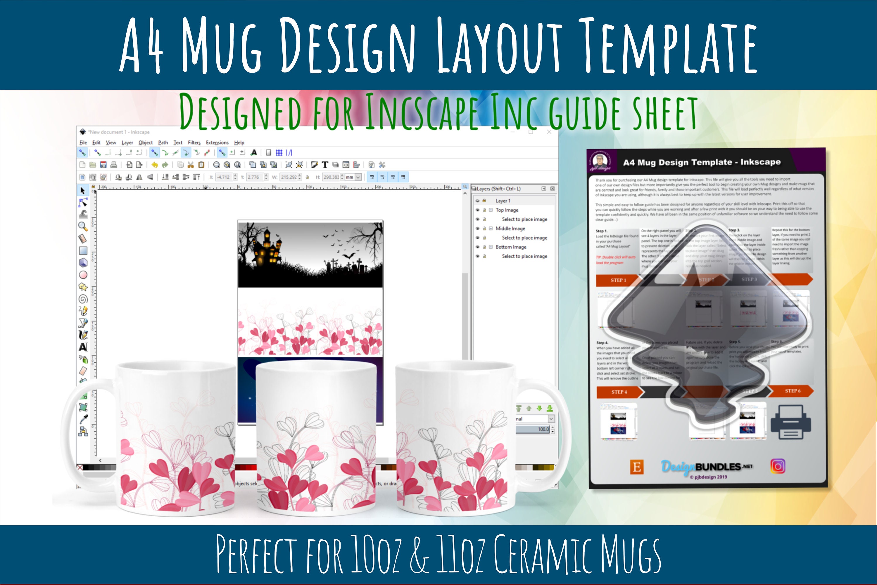 Papercraft Dye Sublimation Mug Designs Mug Design Template Layout for ...