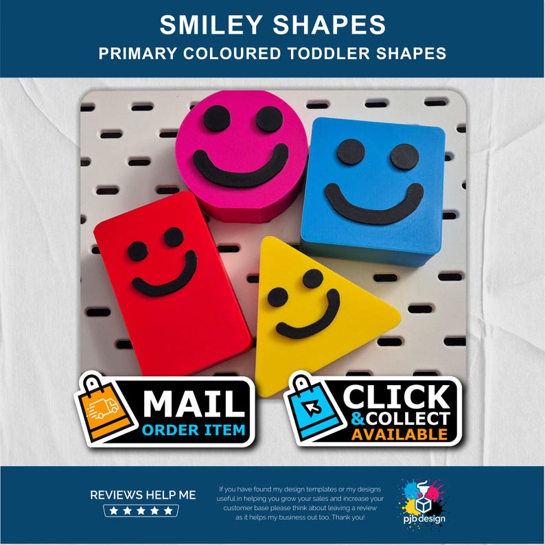 Smiley Face Shapes Set: Maker Toddler Primary Colours Learning Toy ...