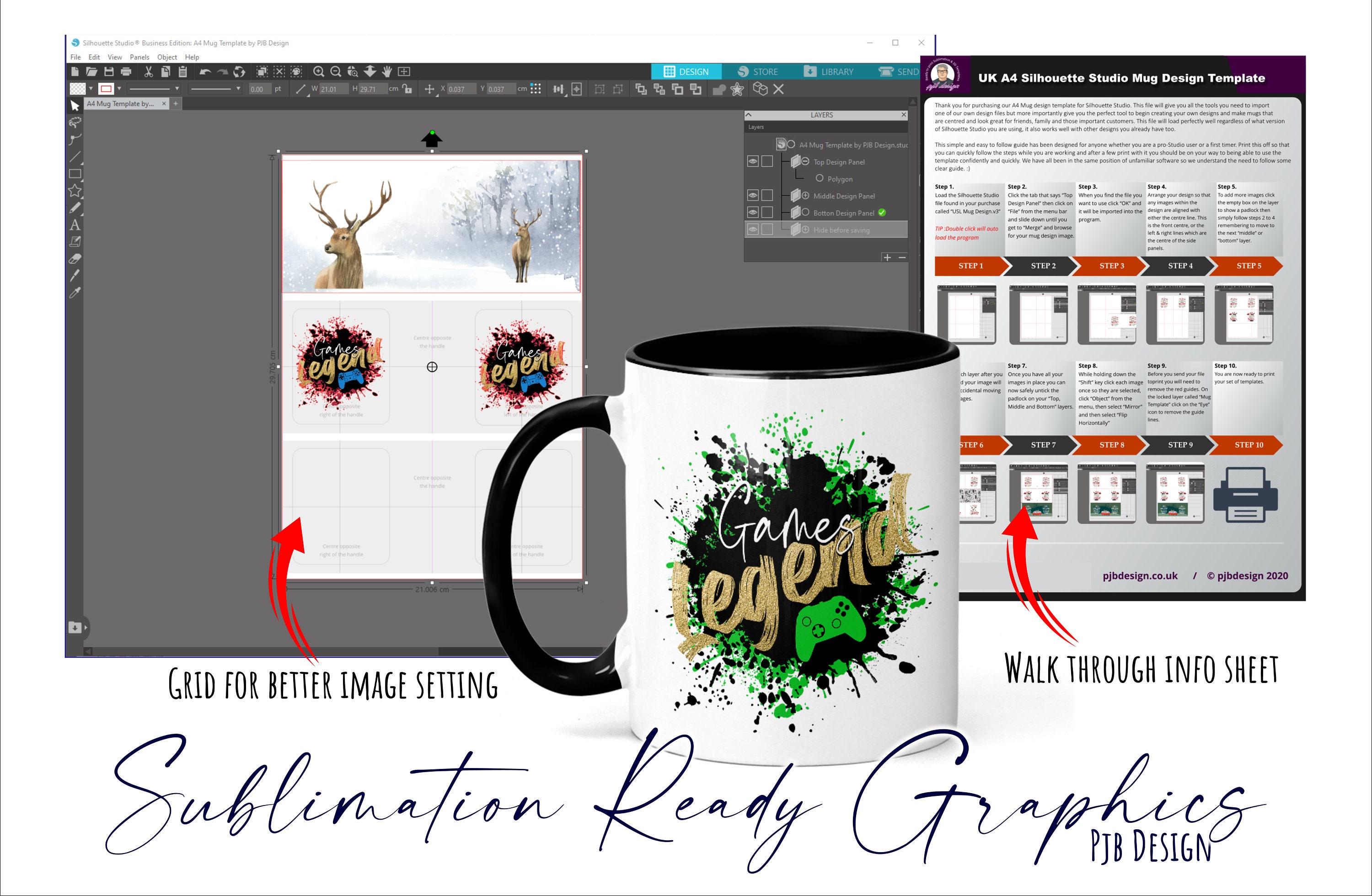 Papercraft Dye Sublimation Mug Designs Mug Design Template Layout for ...