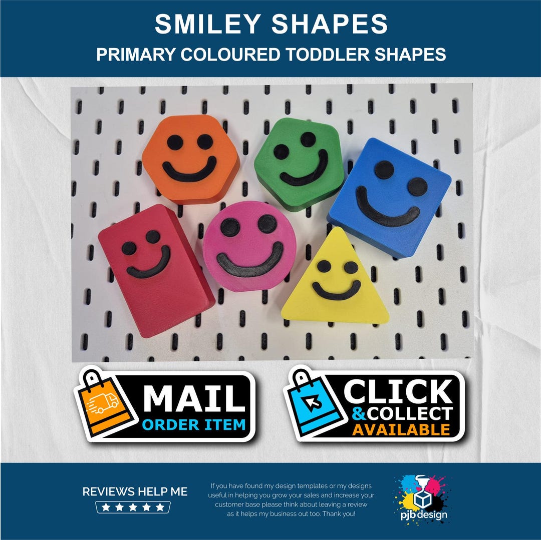 Smiley Face Shapes Set: Maker Toddler Primary Colours Learning Toy ...