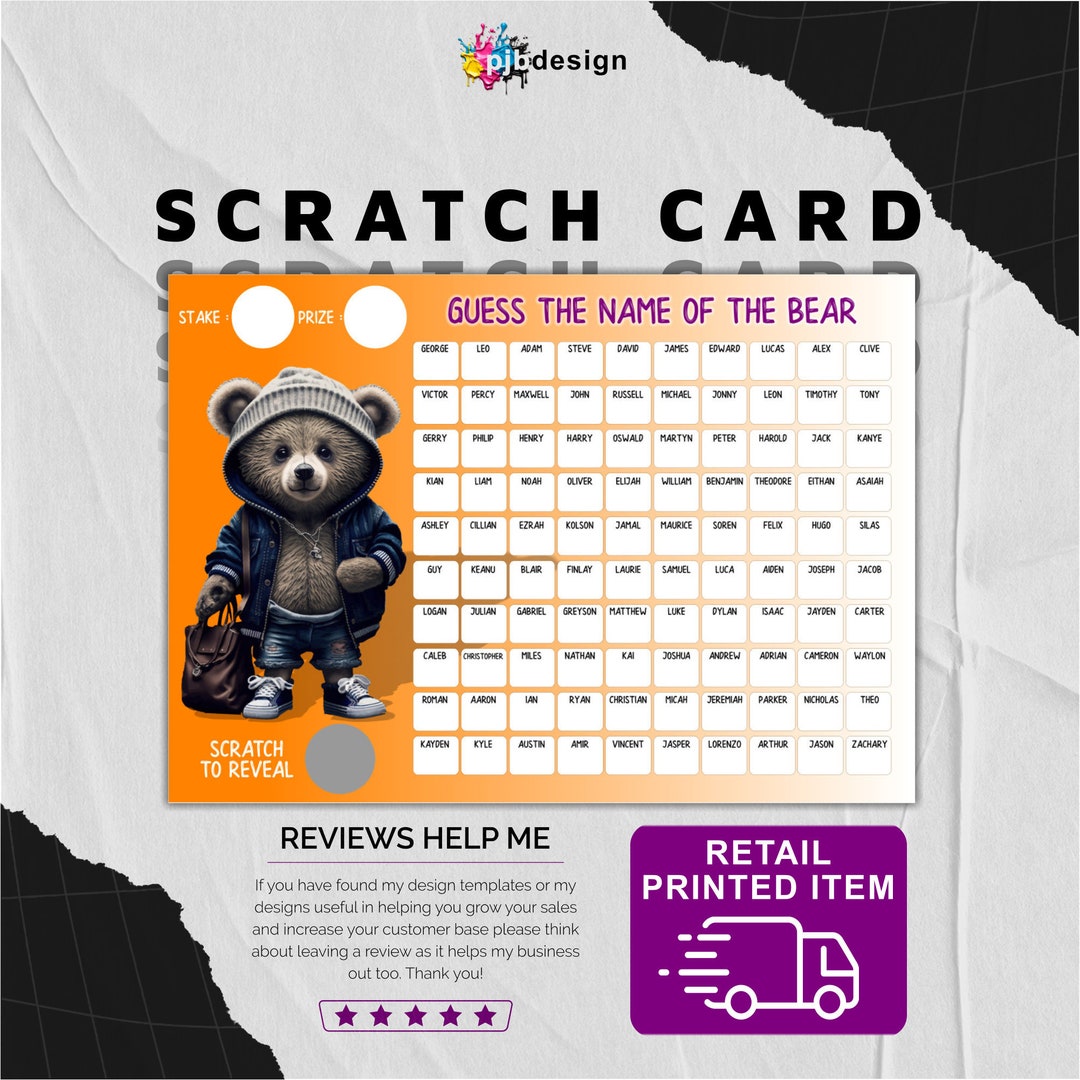 Scratch Card for Fund Raising / Bear Boy Names Scratch & Reveal ...