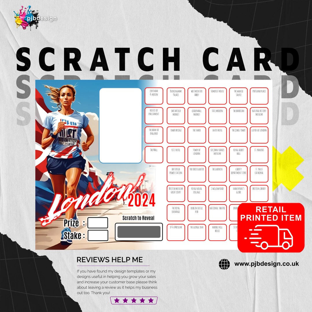 London Marathon 2024 Scratch Card for Fund Raising / Famous London ...