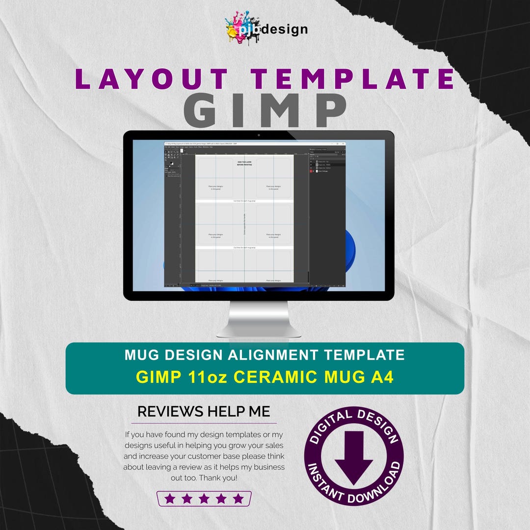 Gimp Mug Design Template Layout - Perfect Layout Tool for Printing Dye Sublimation or Uvdtf Mug ...