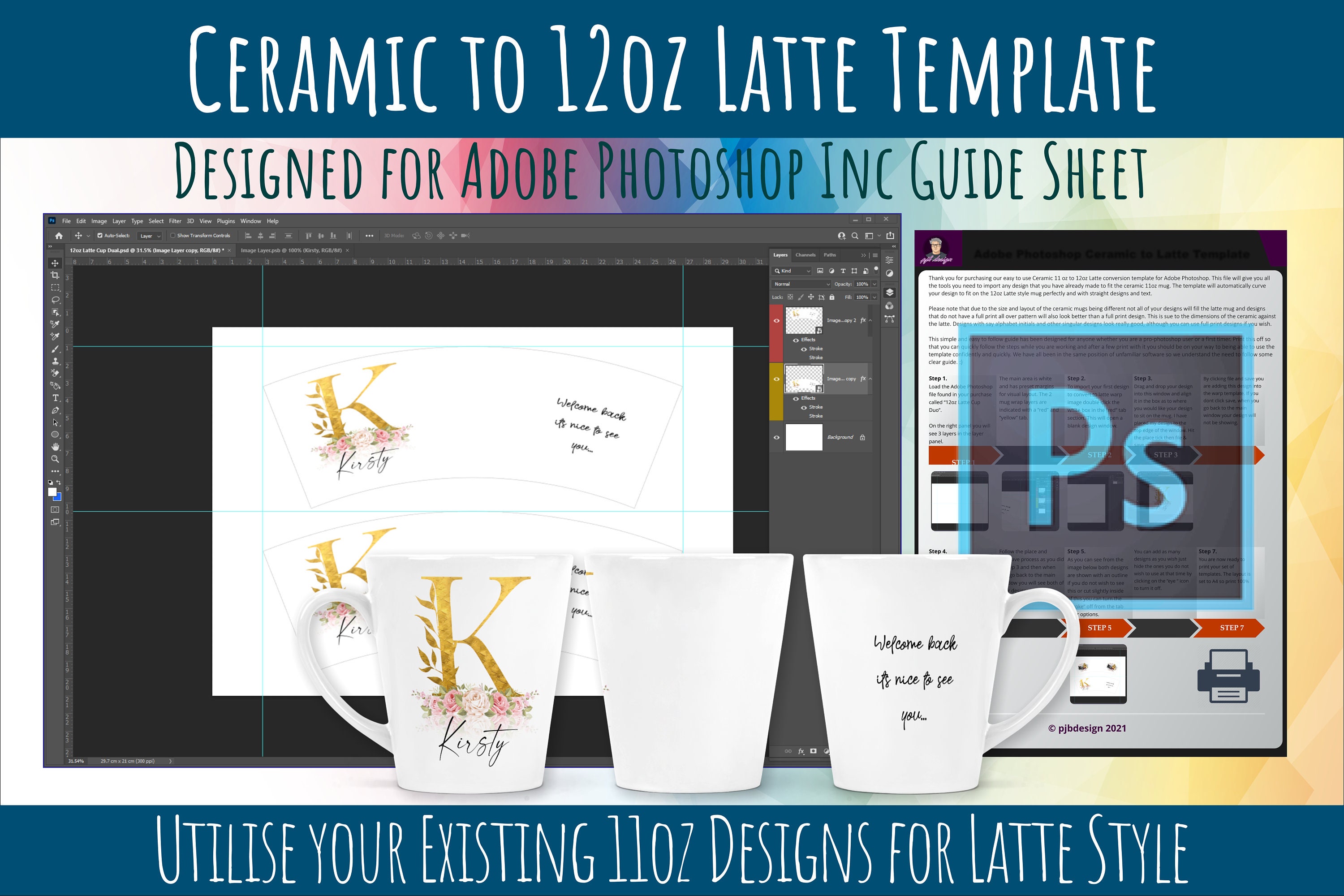 Turn Your 11oz Ceramic Designs into 12oz Tapered Latte Cup Image Warp ...