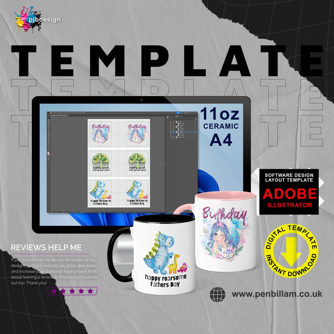 Adobe Illustrator Mug Design Layout Template Perfect Layout Tool for ...
