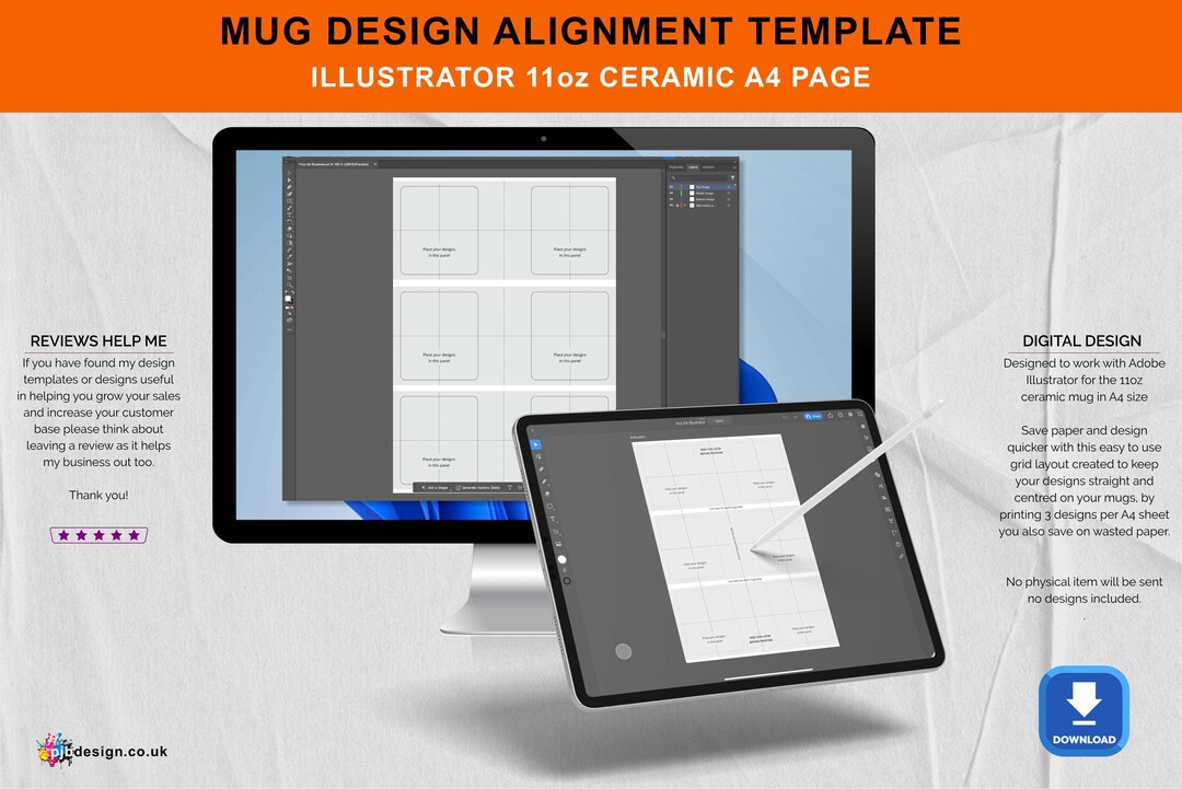 Adobe Illustrator Mug Design Layout Template - Perfect Layout Tool for ...