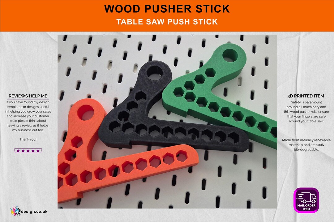 Wood Pusher Stick / Table Saw Wood Pusher / Workshop Safety / Wood ...
