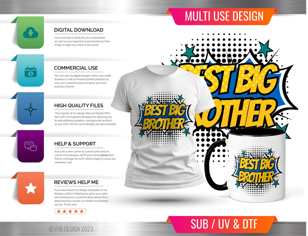 Best Big Brother Comic Text Theme Digital Sublimation Design - Etsy