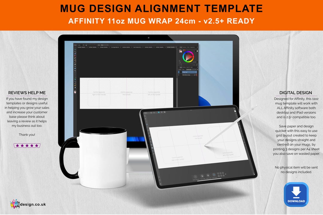 Affinity Precut 24cm Single Mug Wrap Design Template Affinity V2.5 ...
