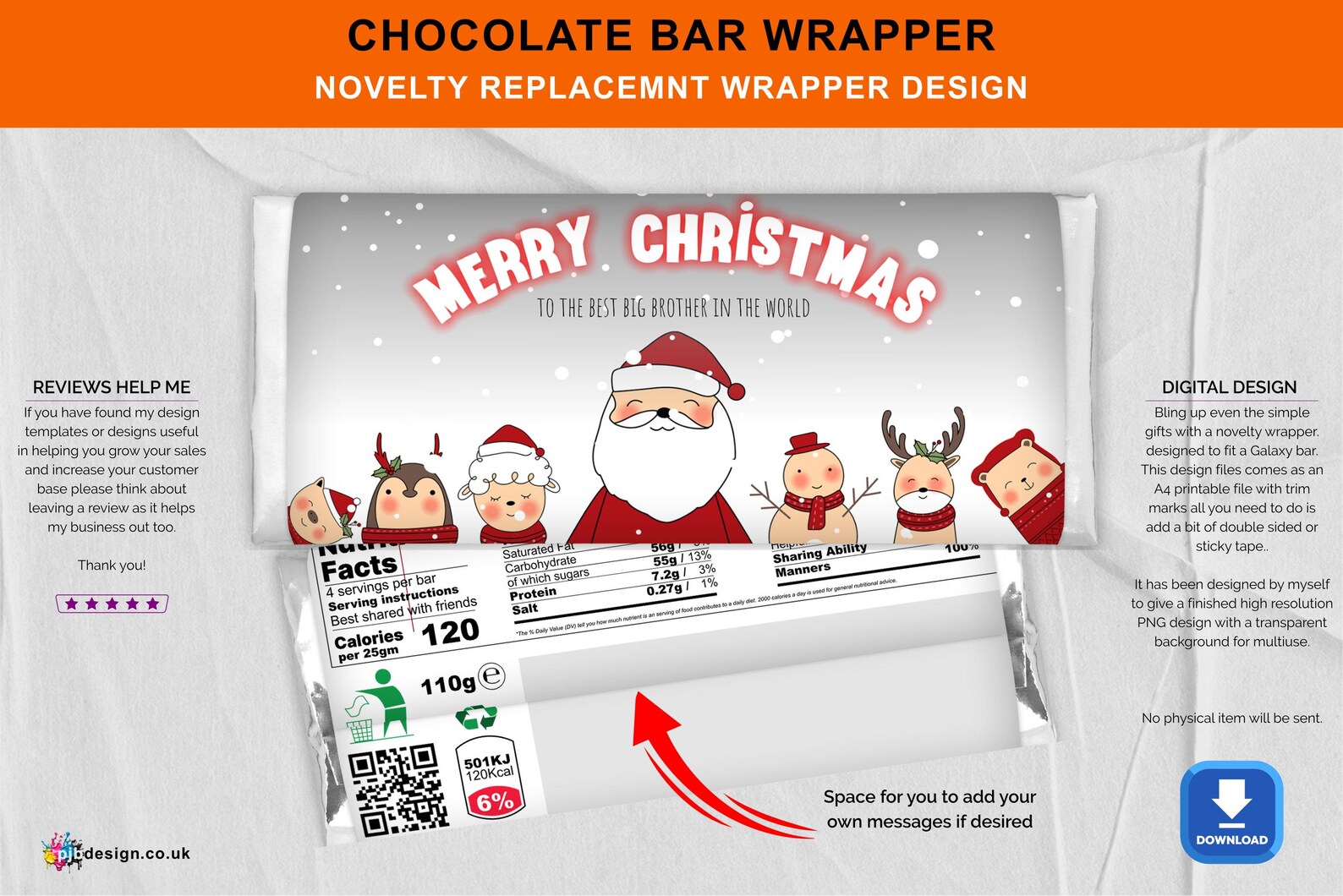 Custom Chocolate Bar Wrappers Merry Christmas Santa & Friends Novelty ...