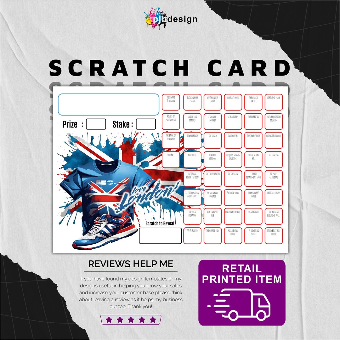 London Marathon 2025 Scratch Card for Fund Raising / Famous London ...