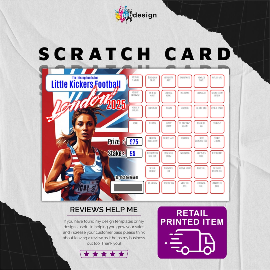 London Marathon 2025 Scratch Card for Fund Raising / Famous London ...