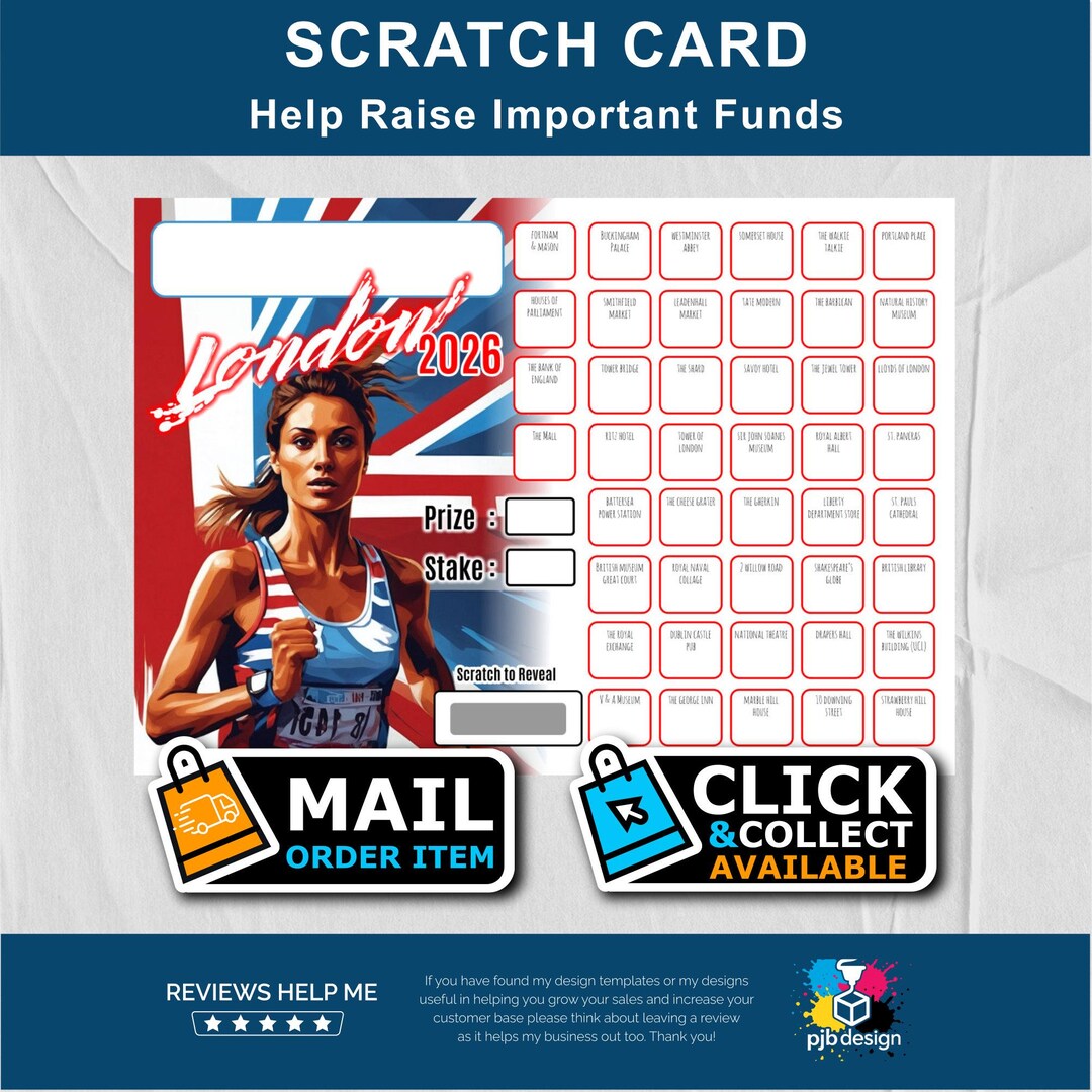 London Marathon 2026 Scratch Card for Fund Raising / Famous London ...