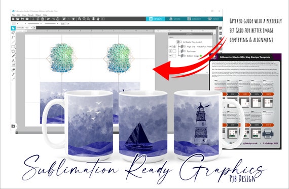 15oz Mug Design Template Layout for US Letter Silhouette - Etsy