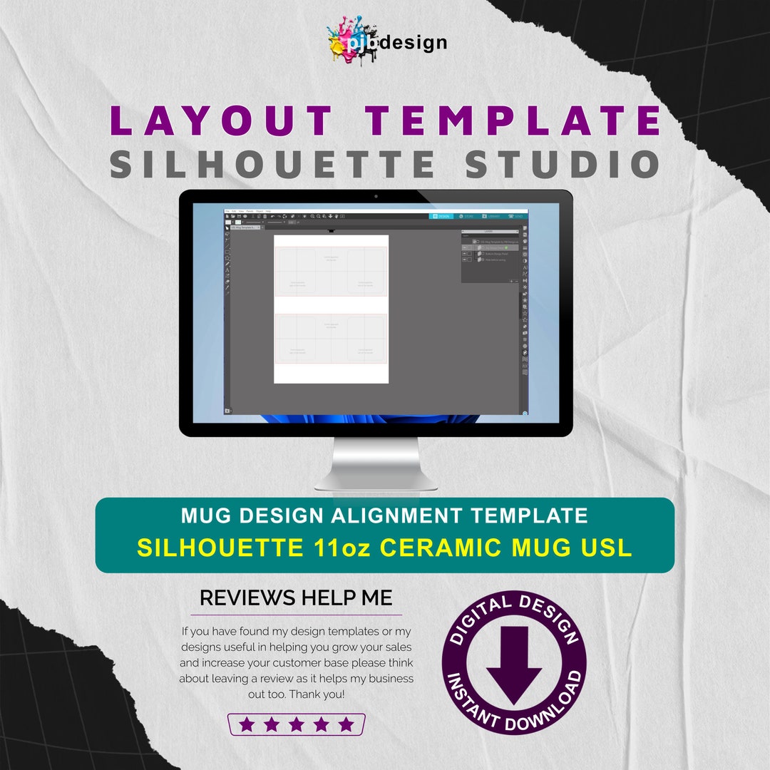 Mug Design Template Layout for US Letter Silhouette Studio - Perfect ...