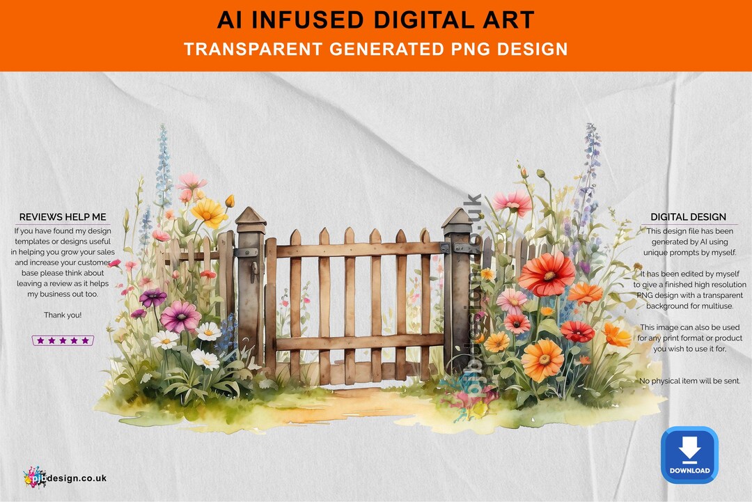 Wooden Garden Gate With Wild Flowers Design Multiuse Textless ...