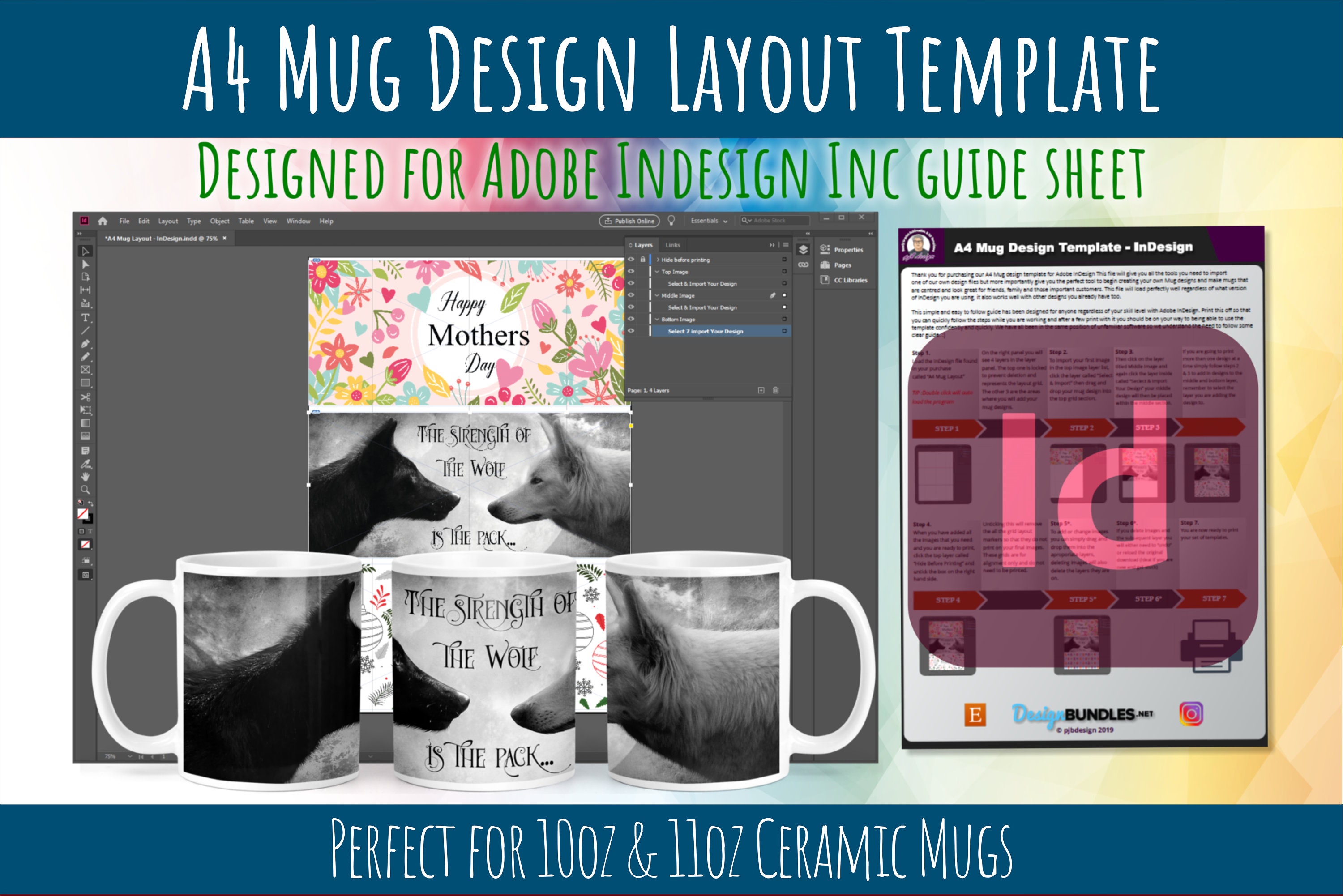 Papercraft Dye Sublimation Mug Designs Mug Design Template Layout for ...