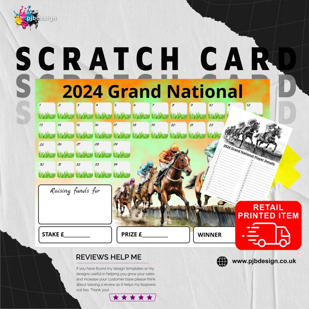 Grand National 2024 Scratch Card for Fund Raising / Number of Runners ...