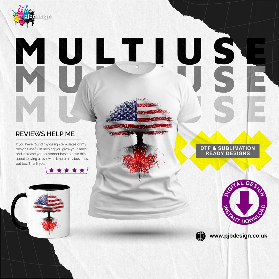 American & Canadian Heritage Tree Roots Design / Sublimation and Print ...