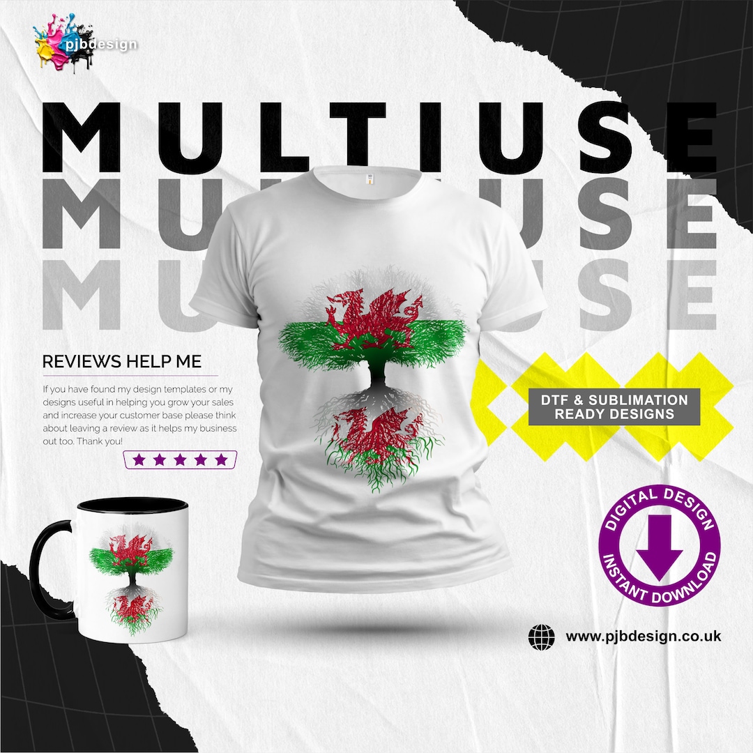 Welsh Born & Bred Heritage Tree Roots Design / Sublimation and Print ...