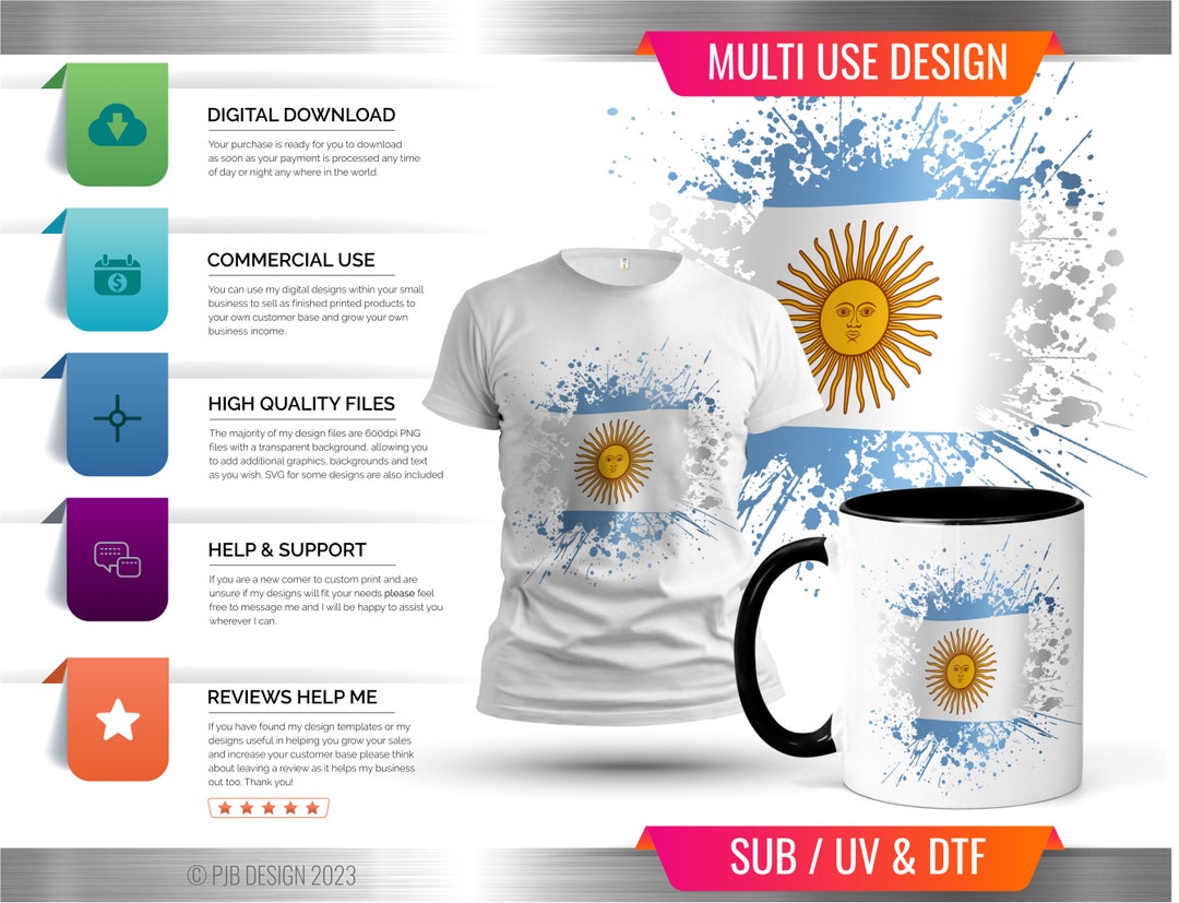 Argentinian Textless Flag Grungy Splash Design Sublimation - Etsy