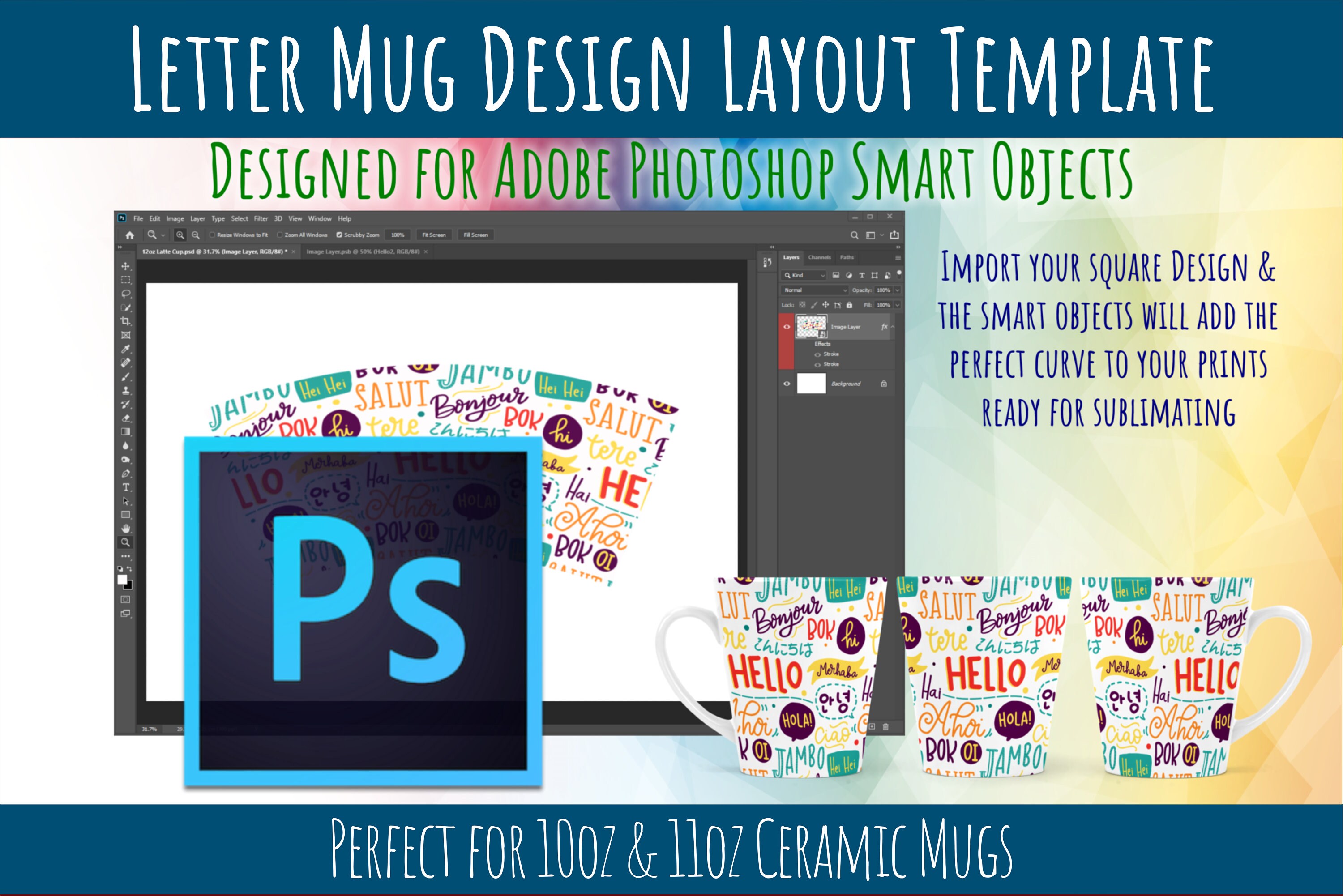 Turn Your 11oz Ceramic Designs into 12oz Tapered Latte Cup Image Warp ...