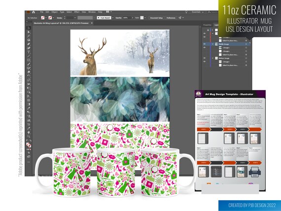 Adobe Illustrator Mug Design Layout Template Perfect Layout - Etsy